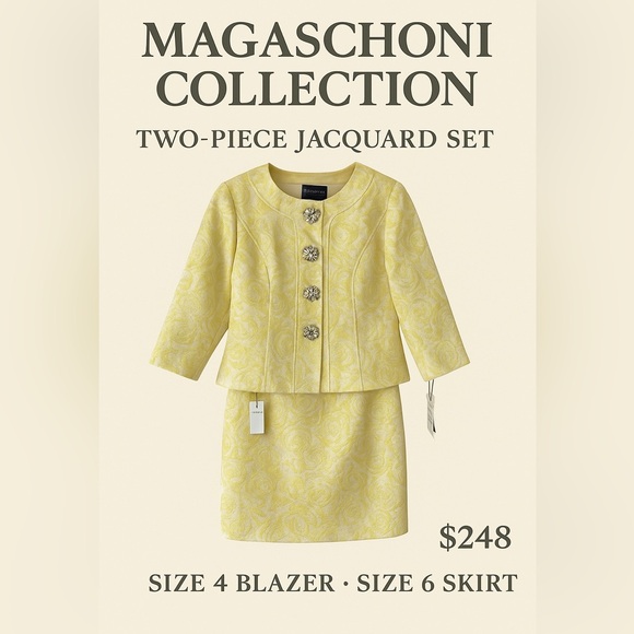 Magaschoni | Skirts | Magaschoni Collection Yellow Floral Brocade Two ...